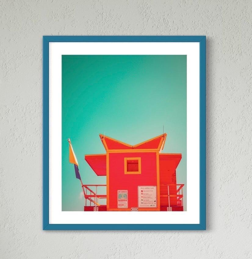 Beach Prints Photography Miami Art Photo Lifeguard Station Red and Teal ...