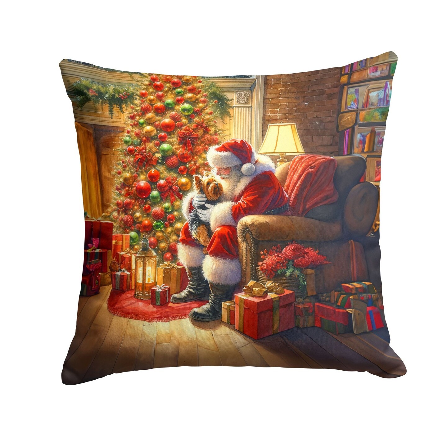 Edge Collections - 14" X 14" - Multicolor - Yorkie and Santa Yorkshire ...