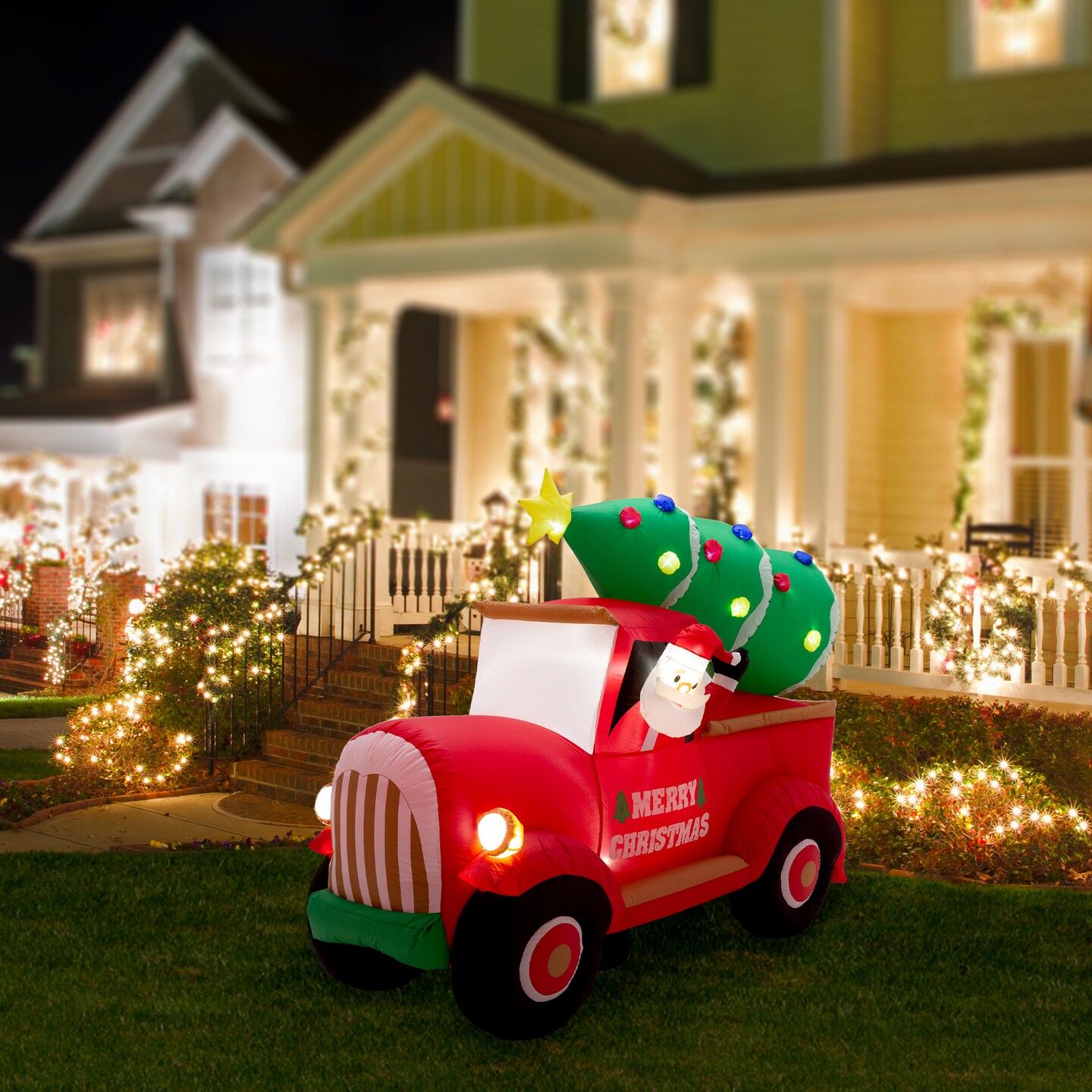 7FT Santa Claus On Pick Up Truck Inflatable Decor | Michaels