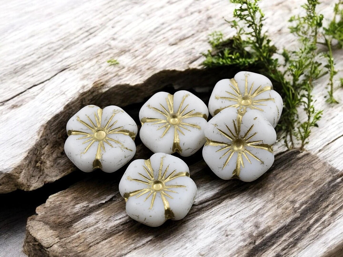 *2* 20mm Golden Bronze Washed Alabaster 4 Petal Flower Beads | Michaels