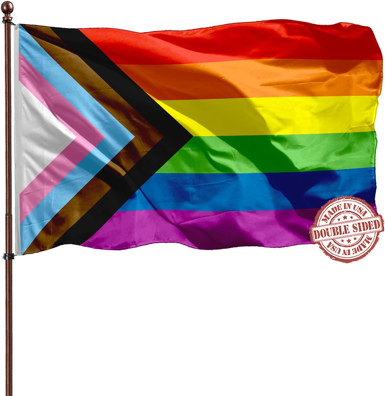 Double Sided Progress Pride Inclusive Rainbow Flag 3x5 Outdoor- 3 Ply ...