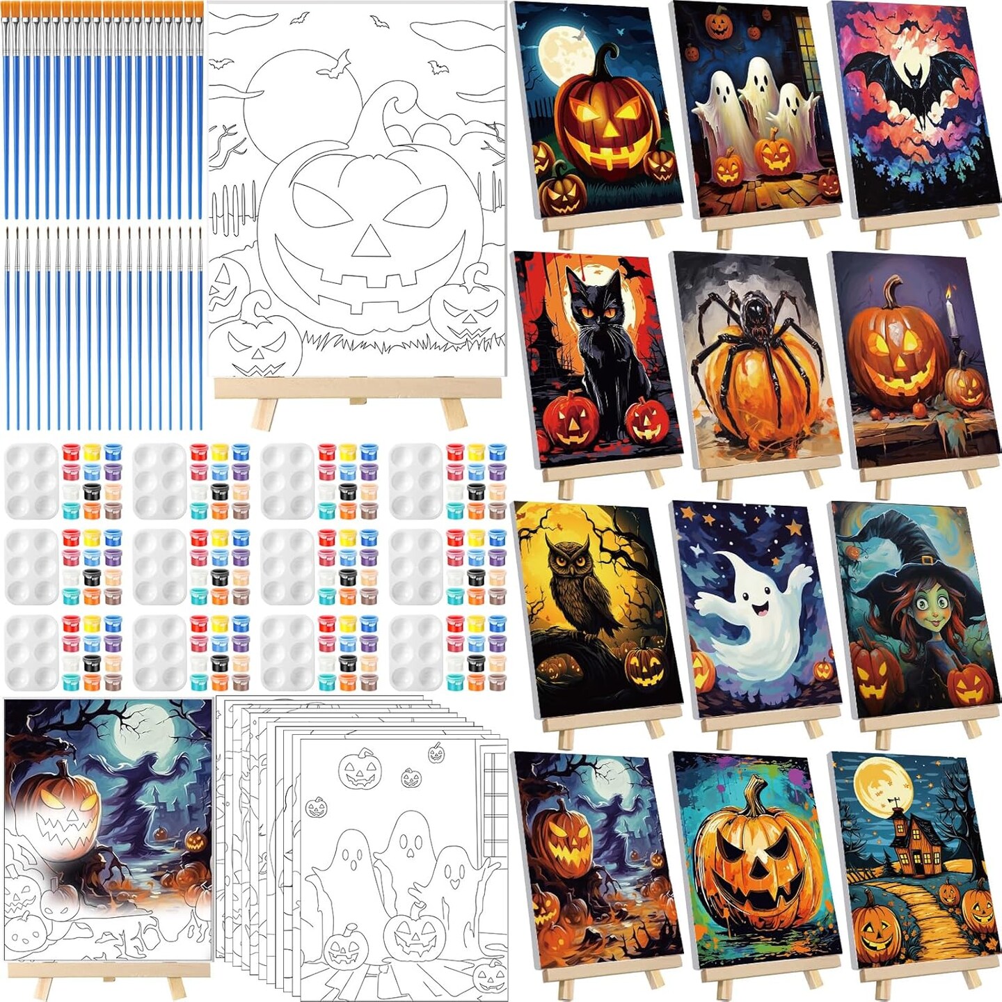 12 Pack Pre Drawn Canvas for Painting Sip and Paint Kit(multicolored ...