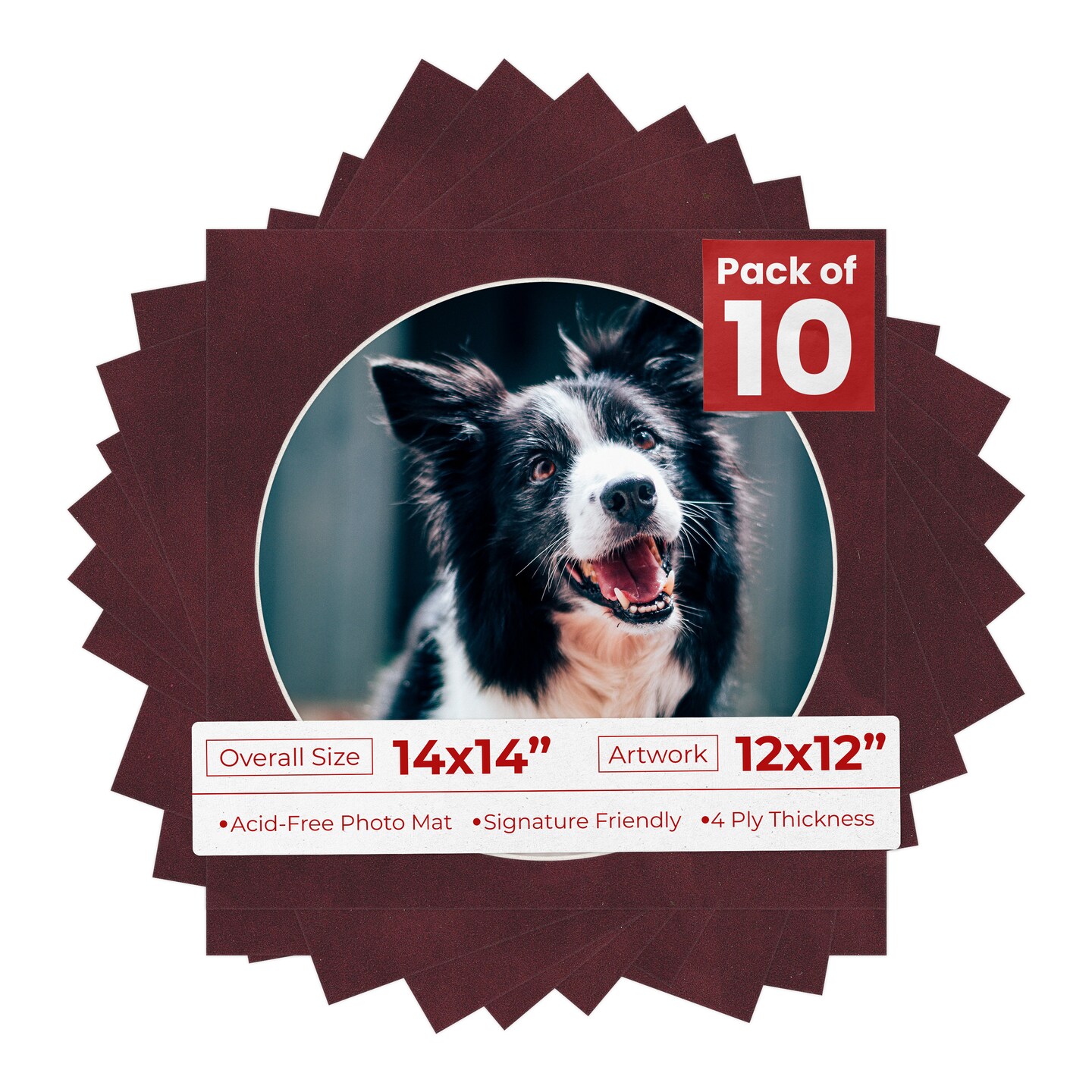 Dark Red Suede Mat Board for 14x14 Frames - Circle Opening for 12x12 ...