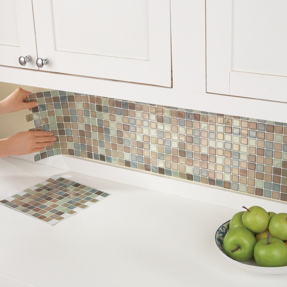 Collections Etc Multi-Colored Adhesive Mosaic Backsplash Tiles for ...