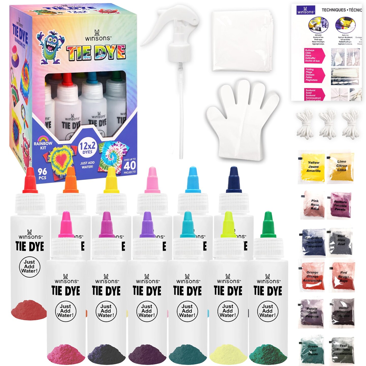 Tie Dye Kit, Tie Dye Set for Kids, 12 Vibrant Colors Pre-Filled Tye Dye ...