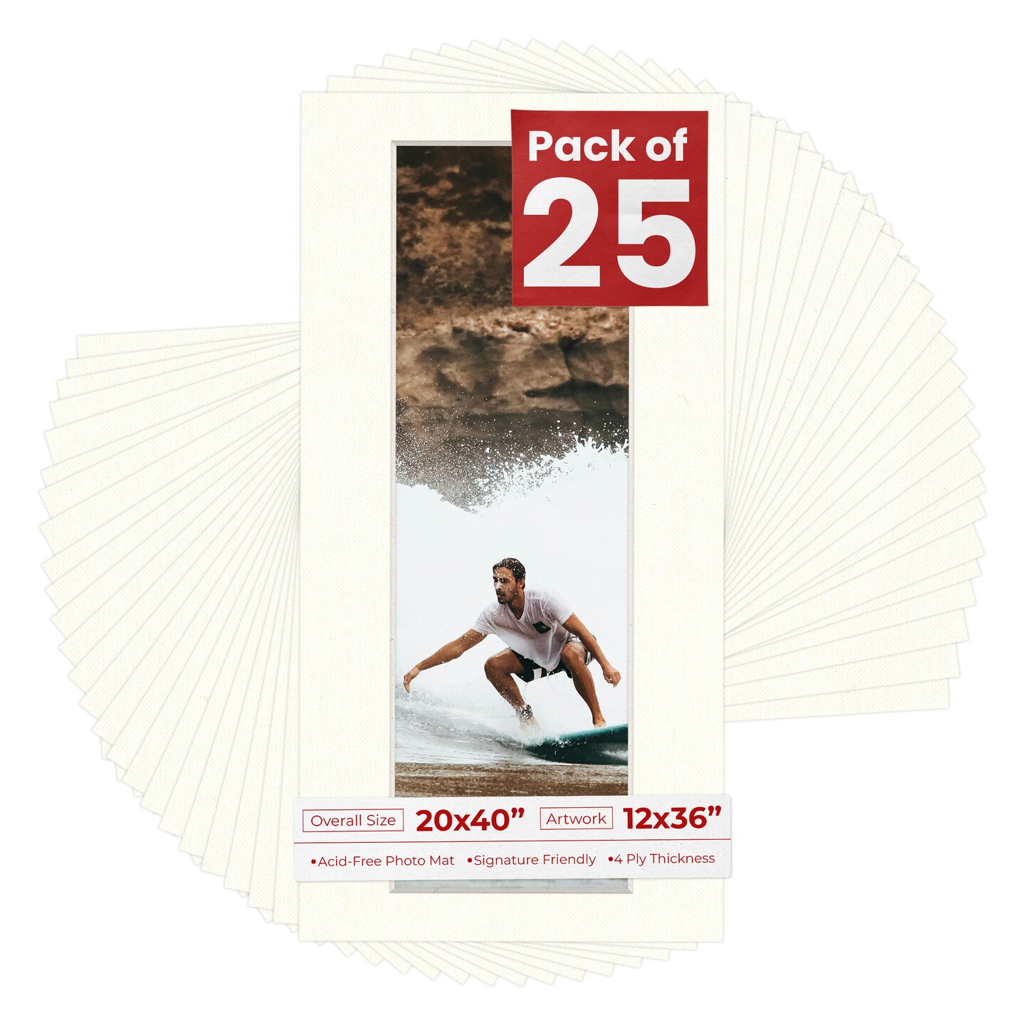 Beige Canvas Mat Board for 20x40 Frames - Fits 12x36 Photos, Color ...