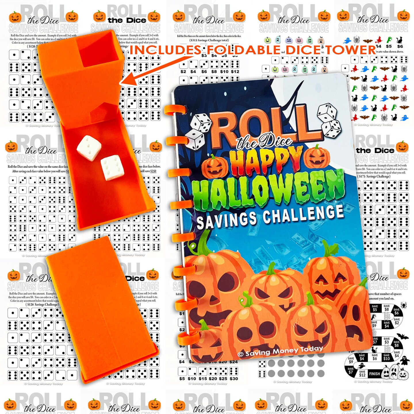 Roll the Dice - 10 page A5 Binder with Foldable Dice Tower and 2 small ...