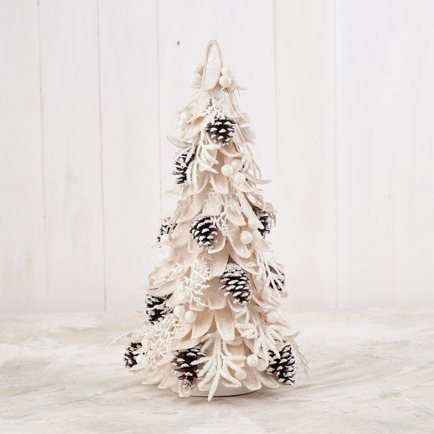 Tabletop Tree Christmas - Natural Woodcurl Tree W/ Pinecones and ...