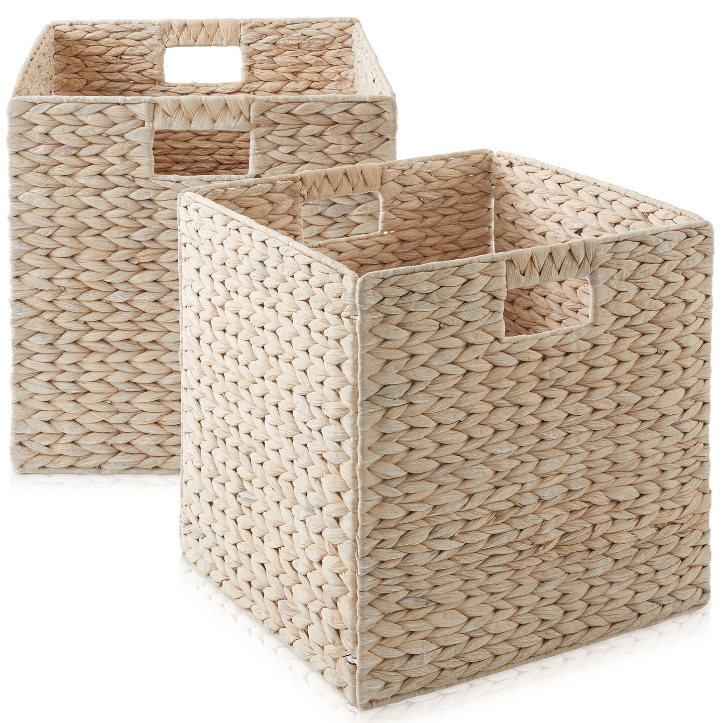 Casafield 13" x 13" Water Hyacinth Storage Baskets Collapsible Cube ...