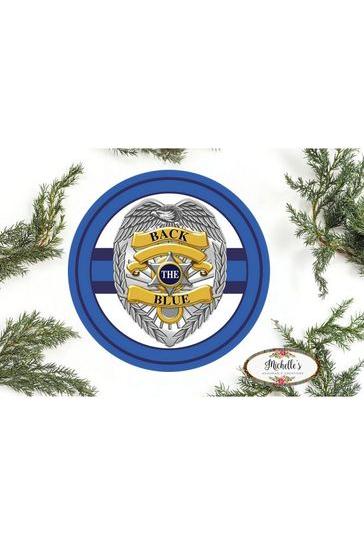 Back The Blue Badge Shield Round Sign | Michaels