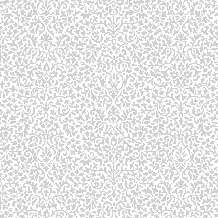 Fabric Timeless Treasures Stamped Damask Patterns Whiteout by the ...