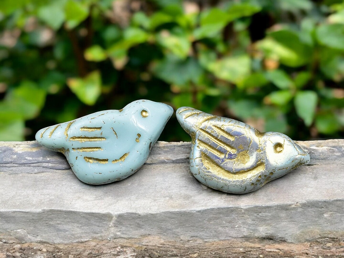 *6* 11x22mm Gold Washed Baby Blue AB Bird Beads | Michaels