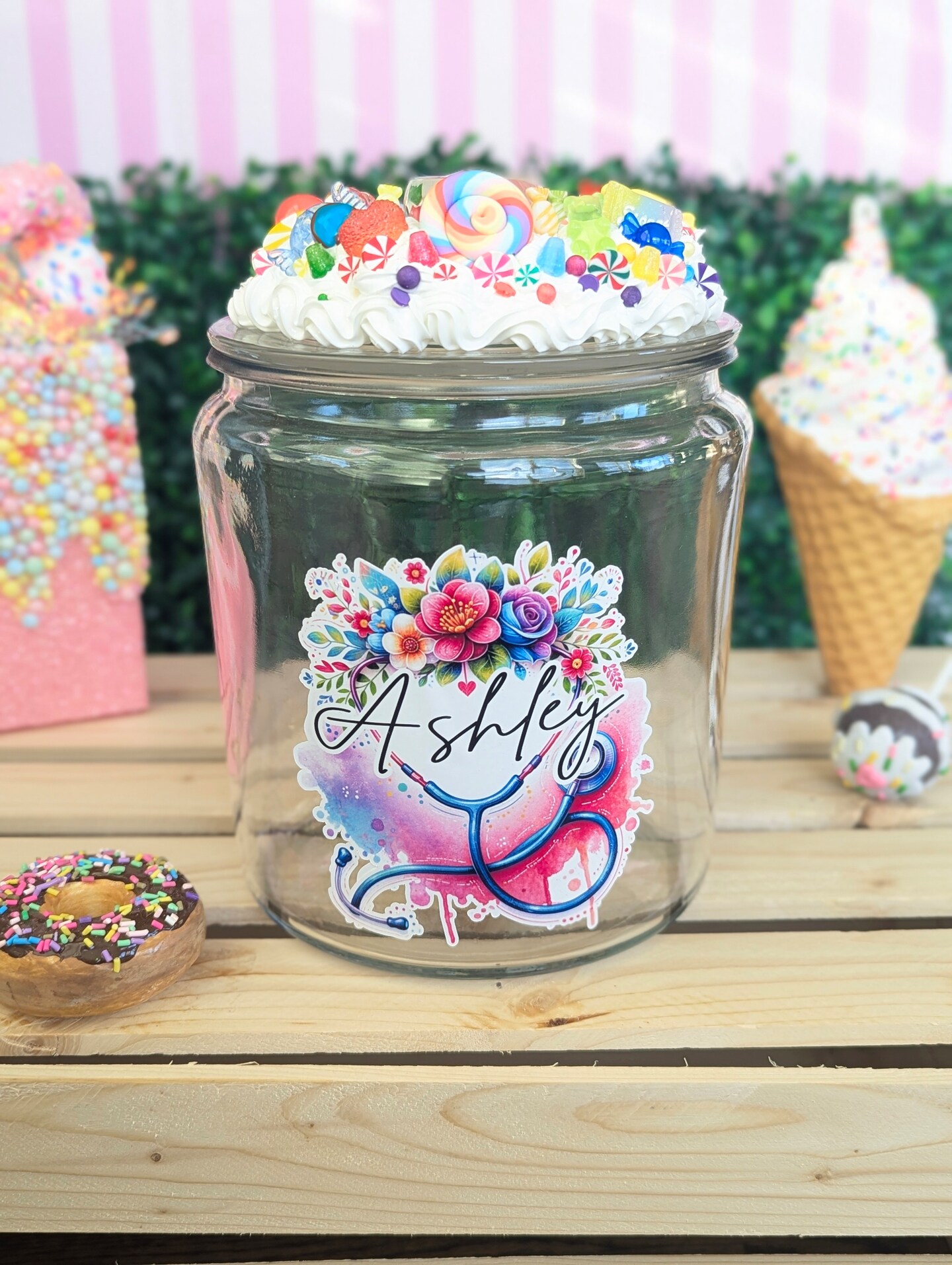 Custom Nurse Candy Jar with Fake Frosting Topper, Personalized Nurse ...
