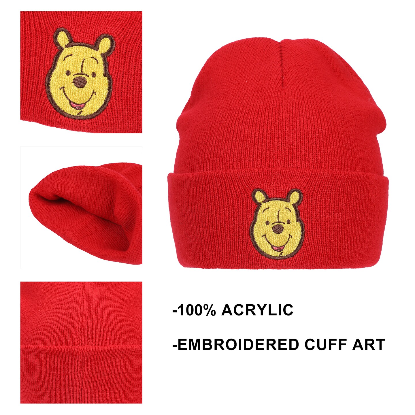 Winnie The Pooh Embroidery Acrylic Knit Cuff Beanie, Size: osfa | Michaels