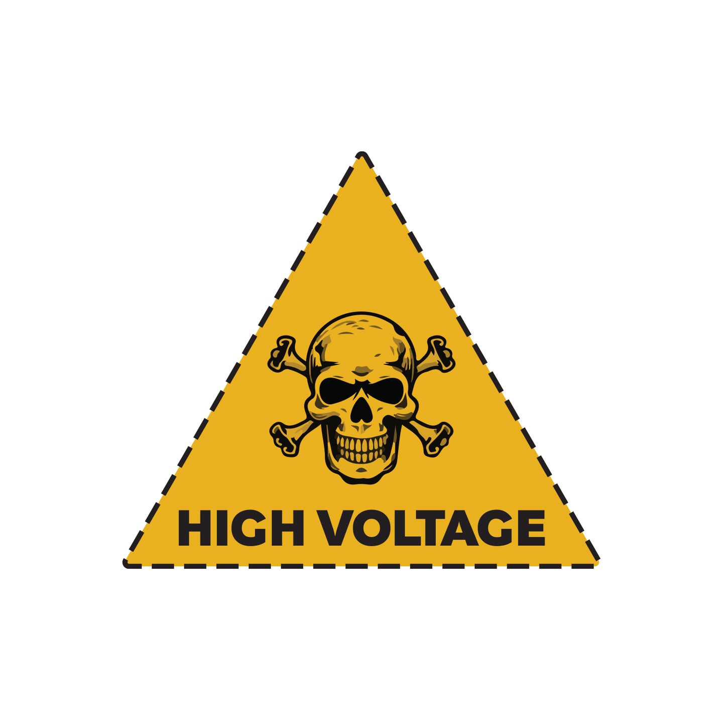 High Voltage 4x4" Yellow Stickers - Pack of 4, Waterproof Vinyl Safety ...