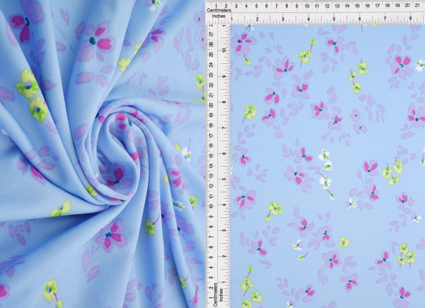 1 Yard DTY Floral Print Fabric, 190 GSM Polyester Spandex Blend 58/60 ...