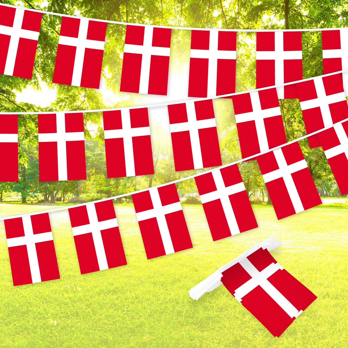 G128 Denmark Danish Bunting Banner | Flag 8.2 x 5.5 Inch, Full String ...