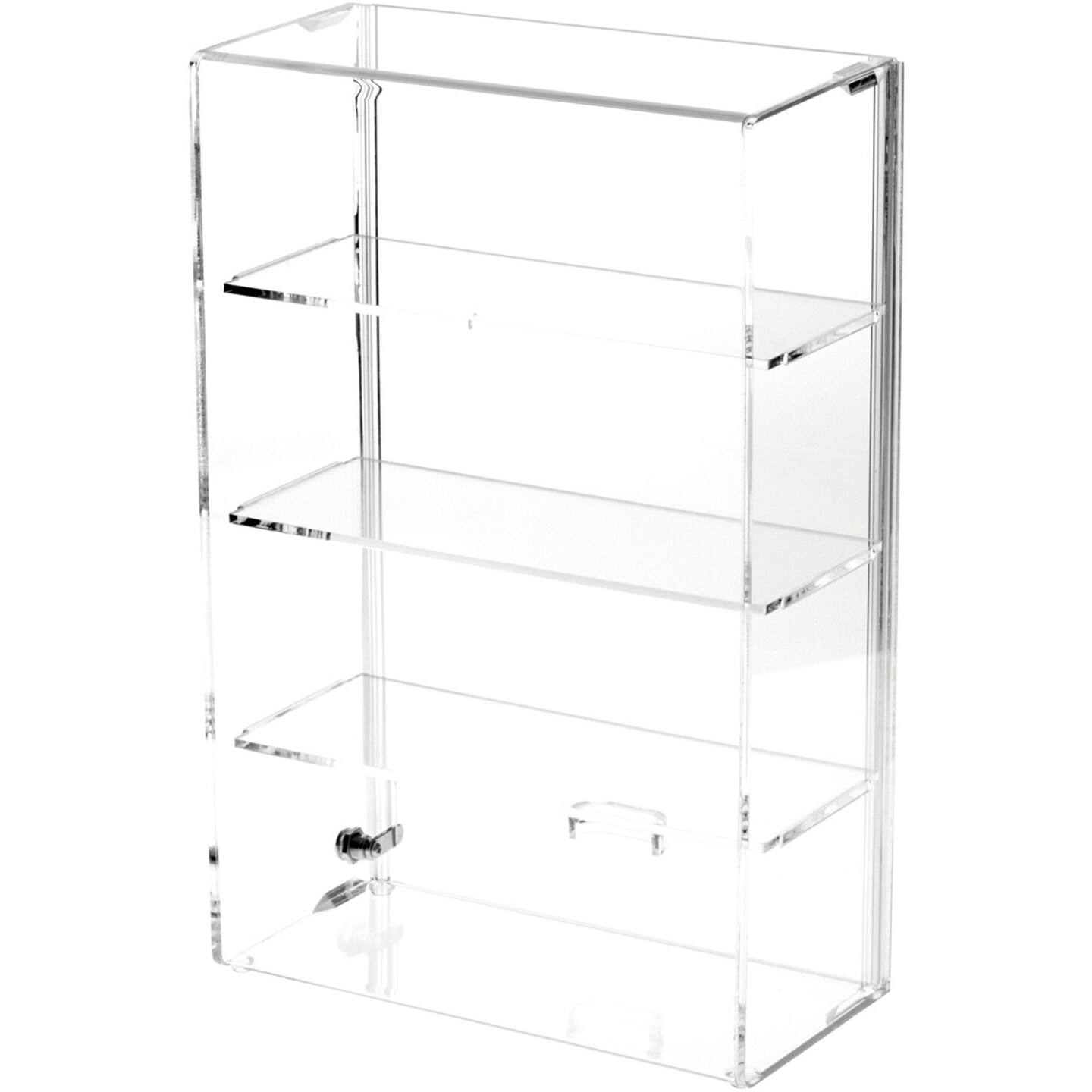 Plymor Clear Acrylic Locking Display Case with Sliding Back, 3 Shelves ...