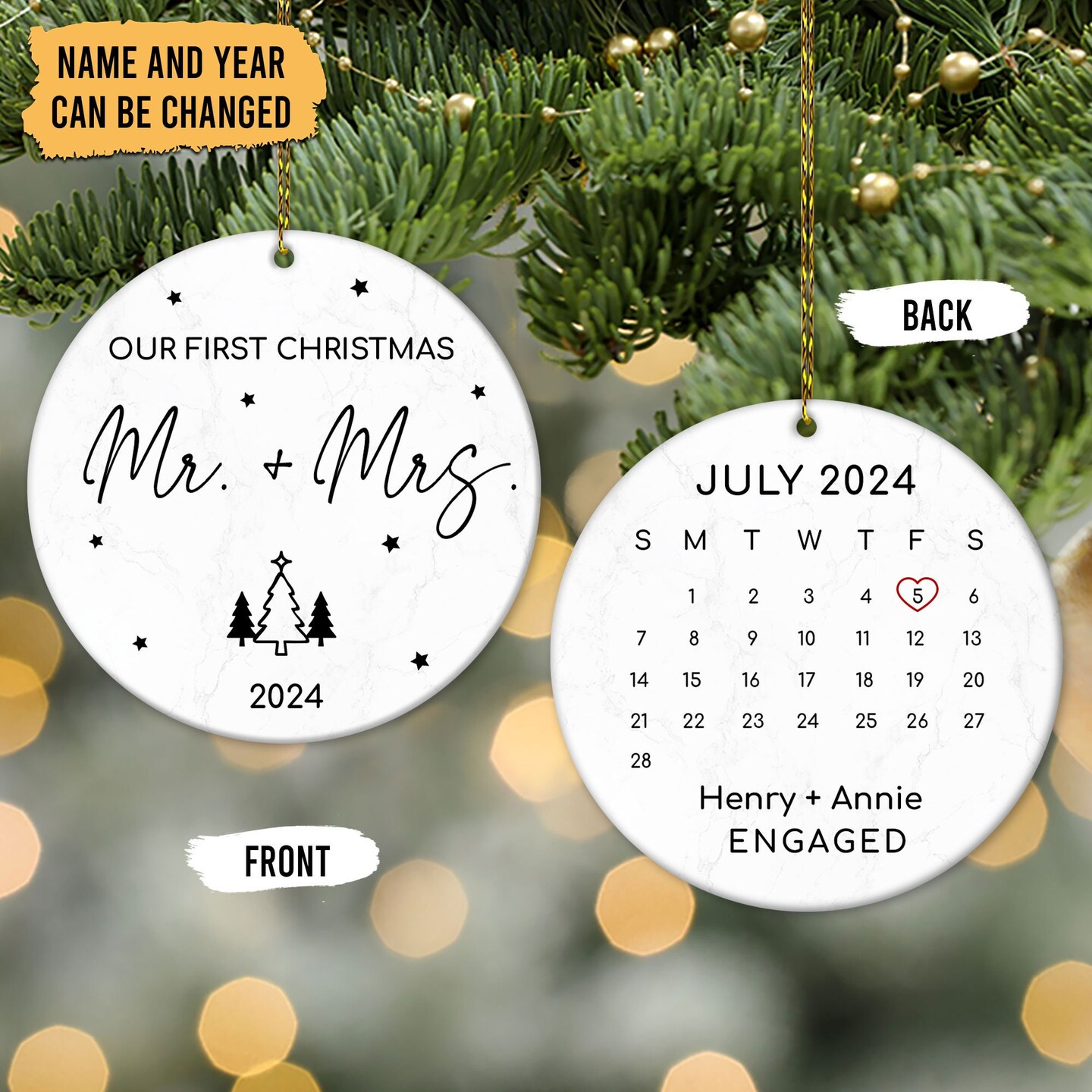 Personalized First Christmas Married Ornament, Mr And Mrs Tree ...