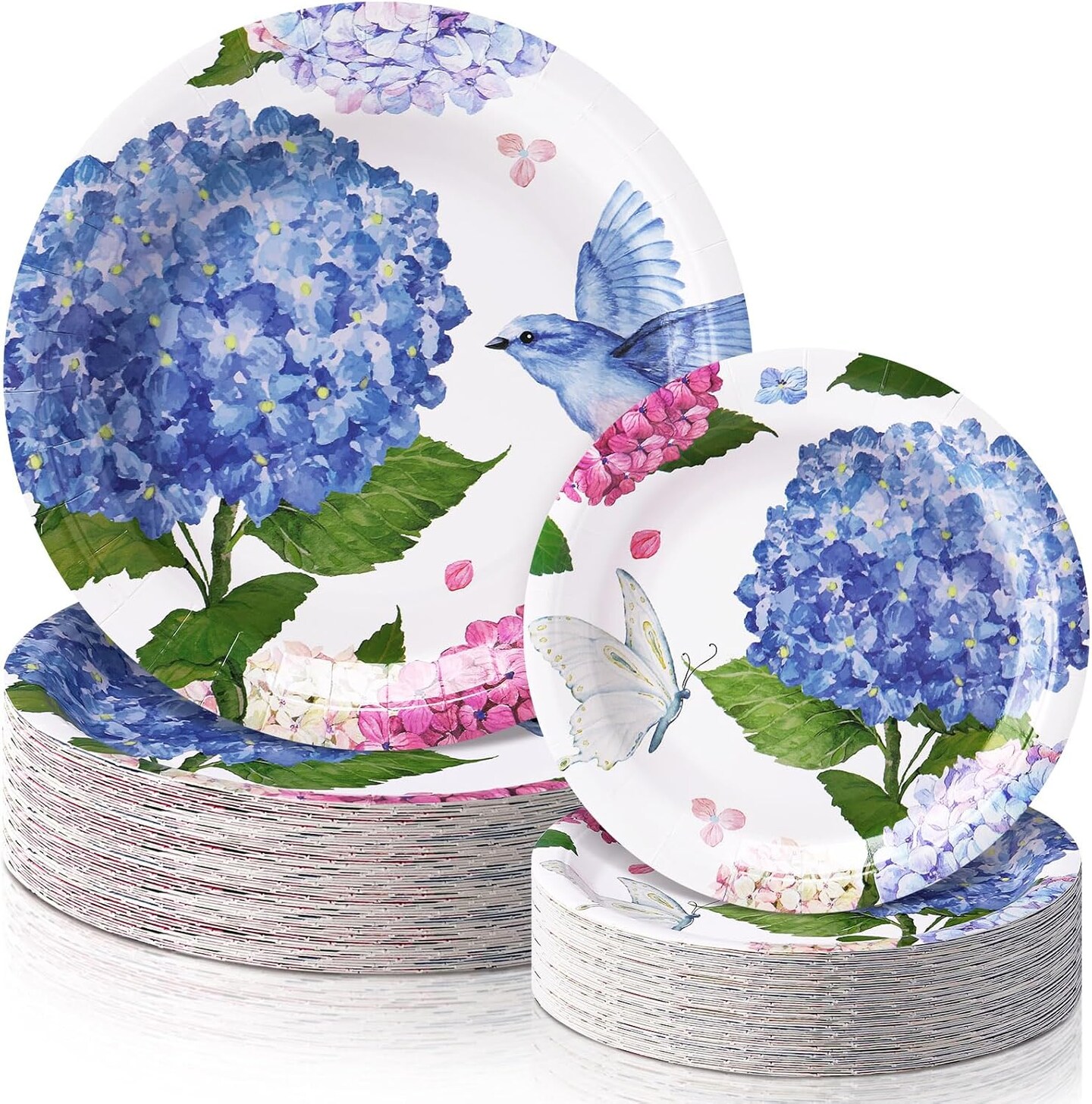 48 Pcs Colorful Hydrangea Paper Plates Set Include 9 Inch Summer ...