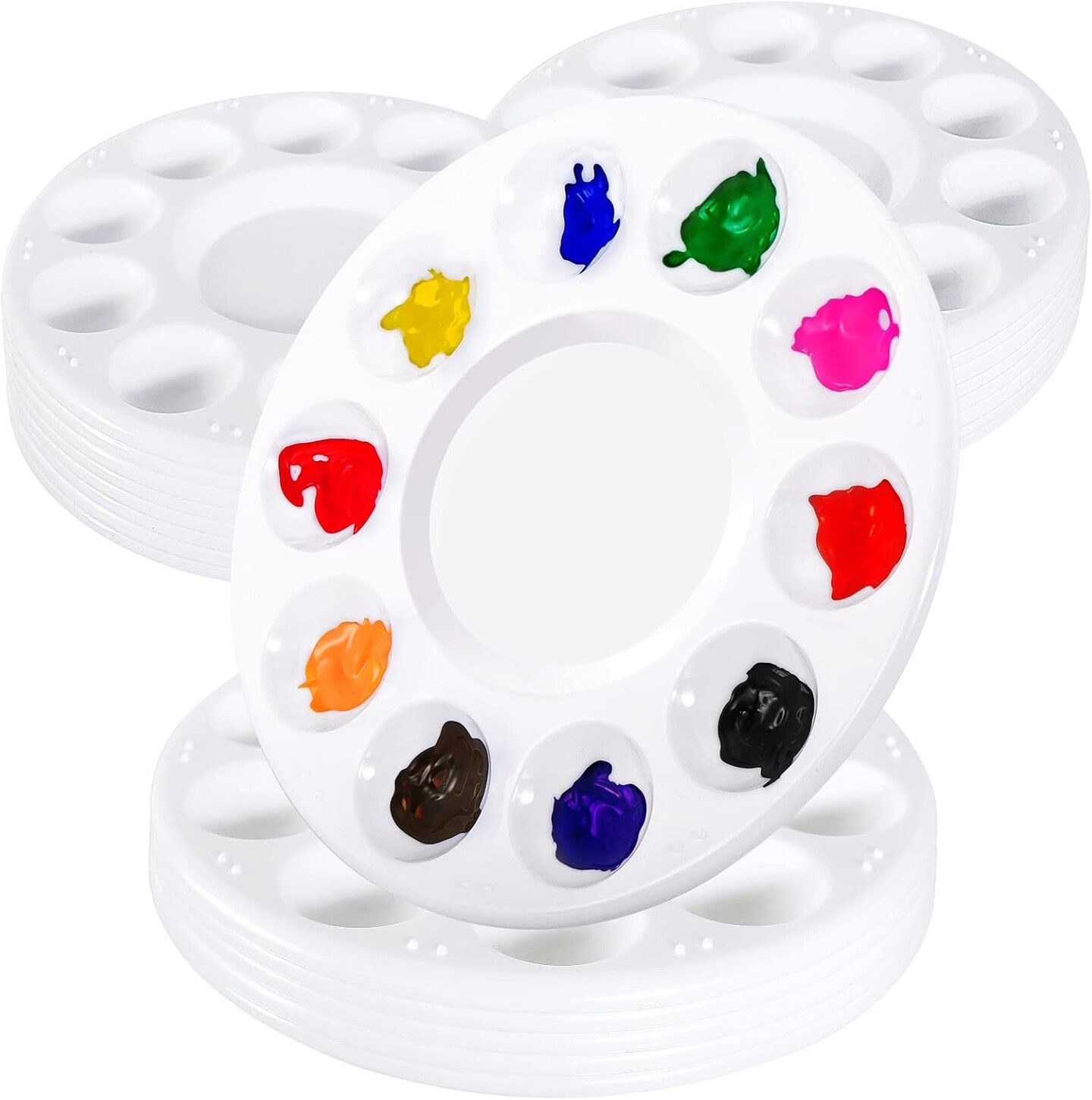 22Pcs Paint Tray Palettes,Plastic Paint Pallet,Round Plastic Palette ...