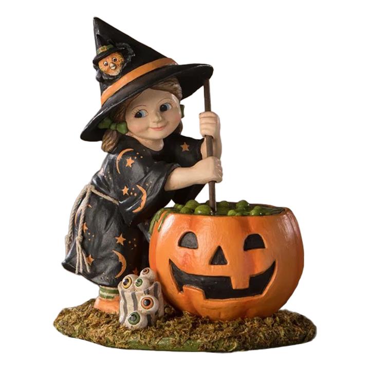 Bethany Lowe Halloween Pumpkin Brewing Piper 5.75 Inch Witch with ...