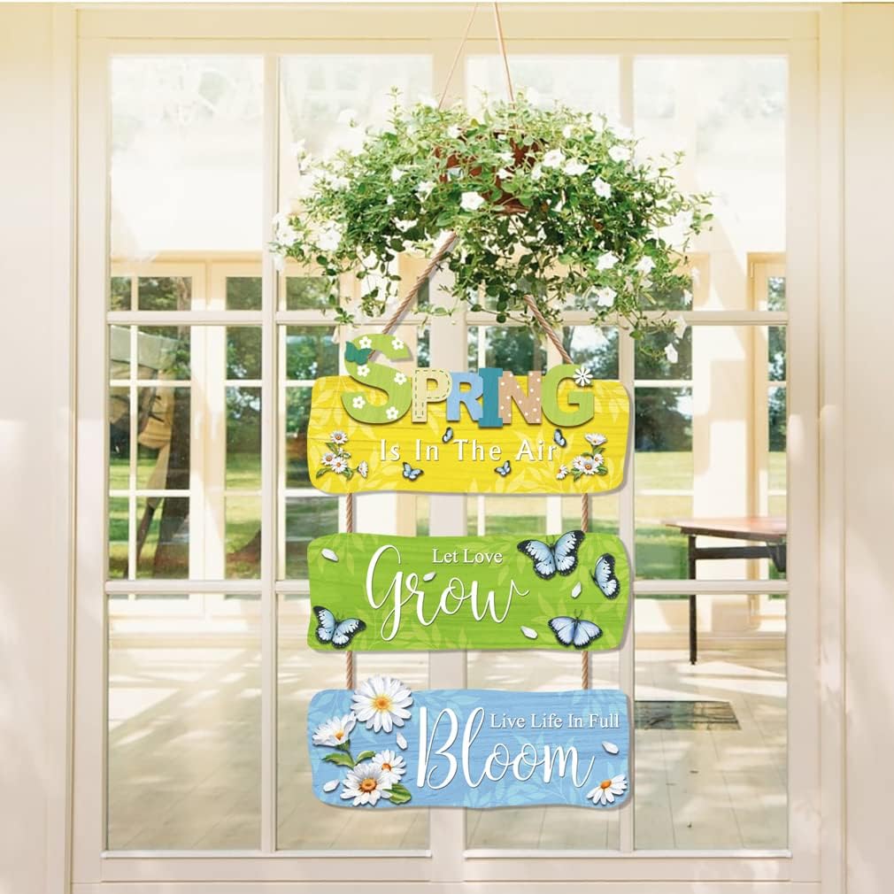 Spring Door Decor,Live Life in Full Bloom Wooden Welcome Sign,Daisy ...