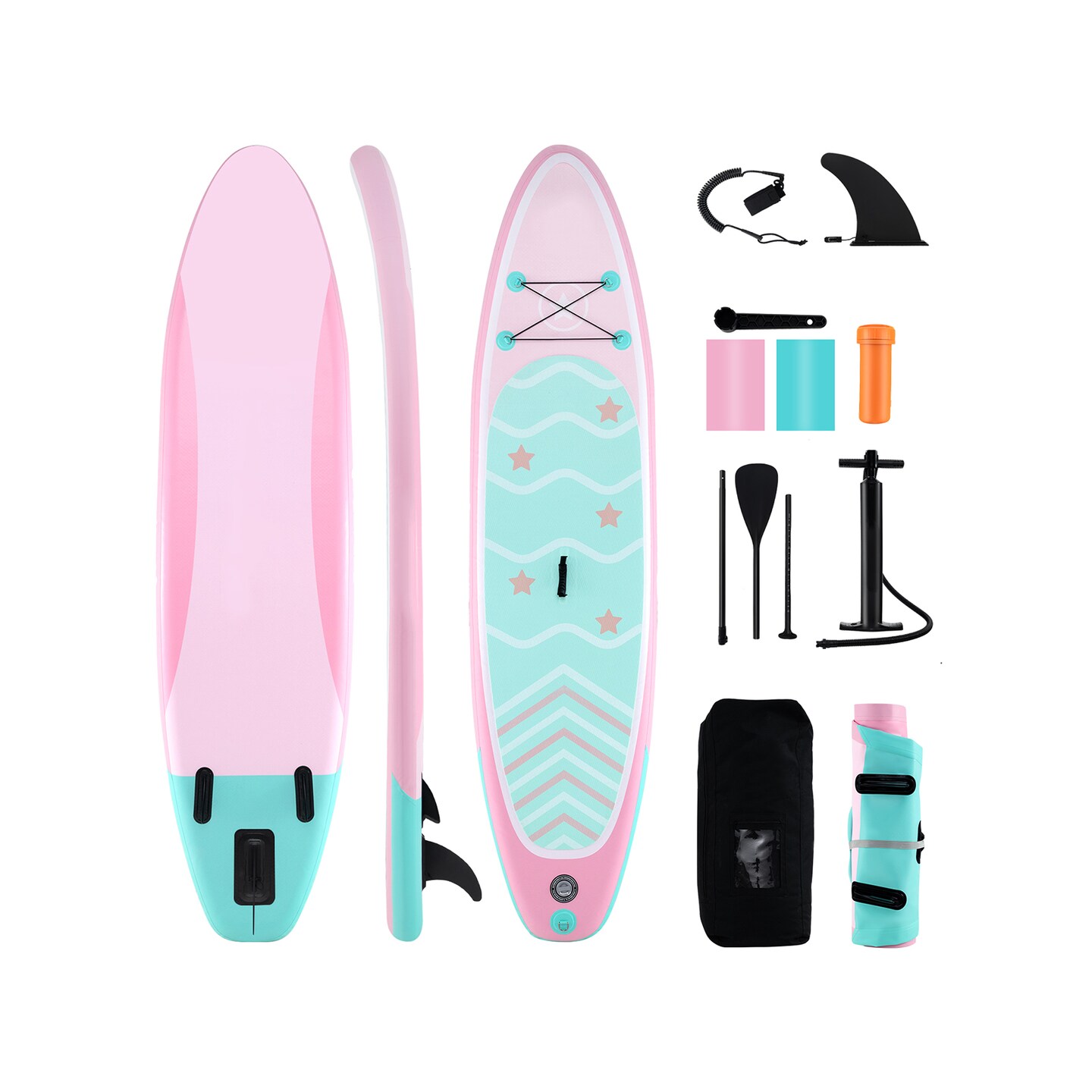 Inflatable Stand up Paddle Board with 3 Fins and Adjustable Paddle ...