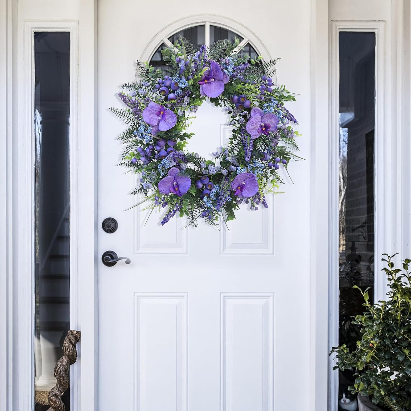 Wreath for Front Door 24 Inch Artificial Purple Spring Wreaths with ...