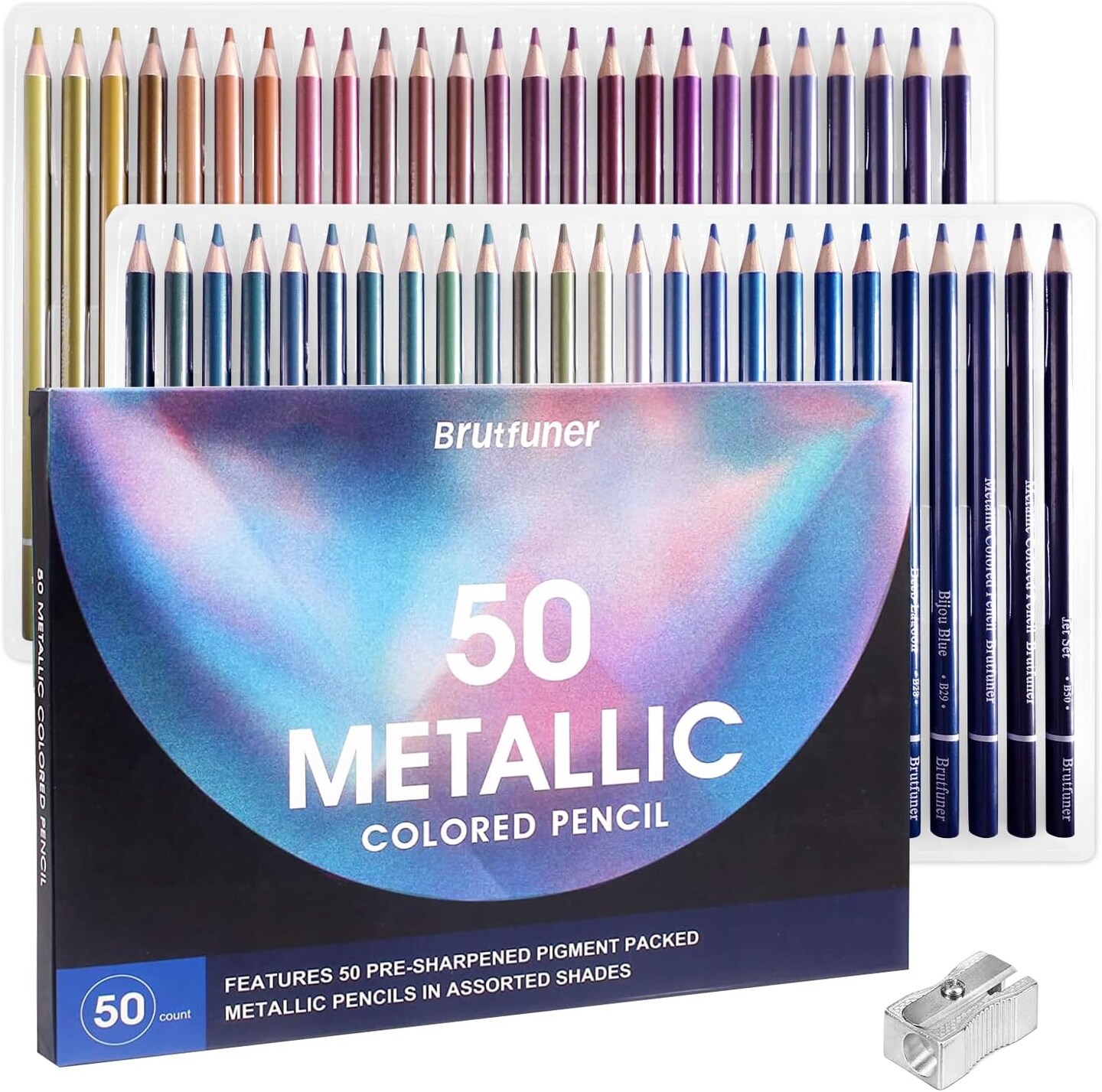 50 Metallic Colored Pencils Set Metallic Pastel Pencils for Adults ...