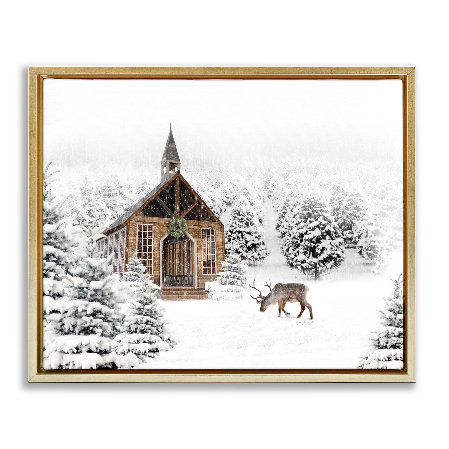 Stupell Industries Winter Whites Chapel Floating Frame By Jennifer Pugh ...
