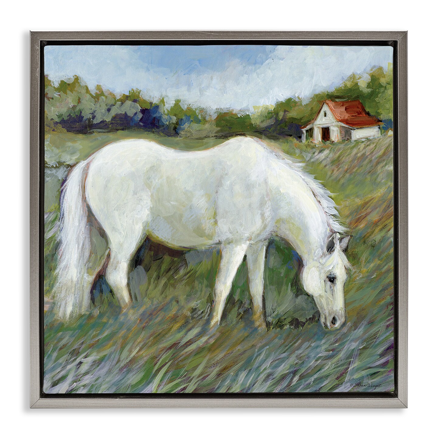 Stupell Industries White Horse In Field Floating Frame By Susan Winget | Michaels