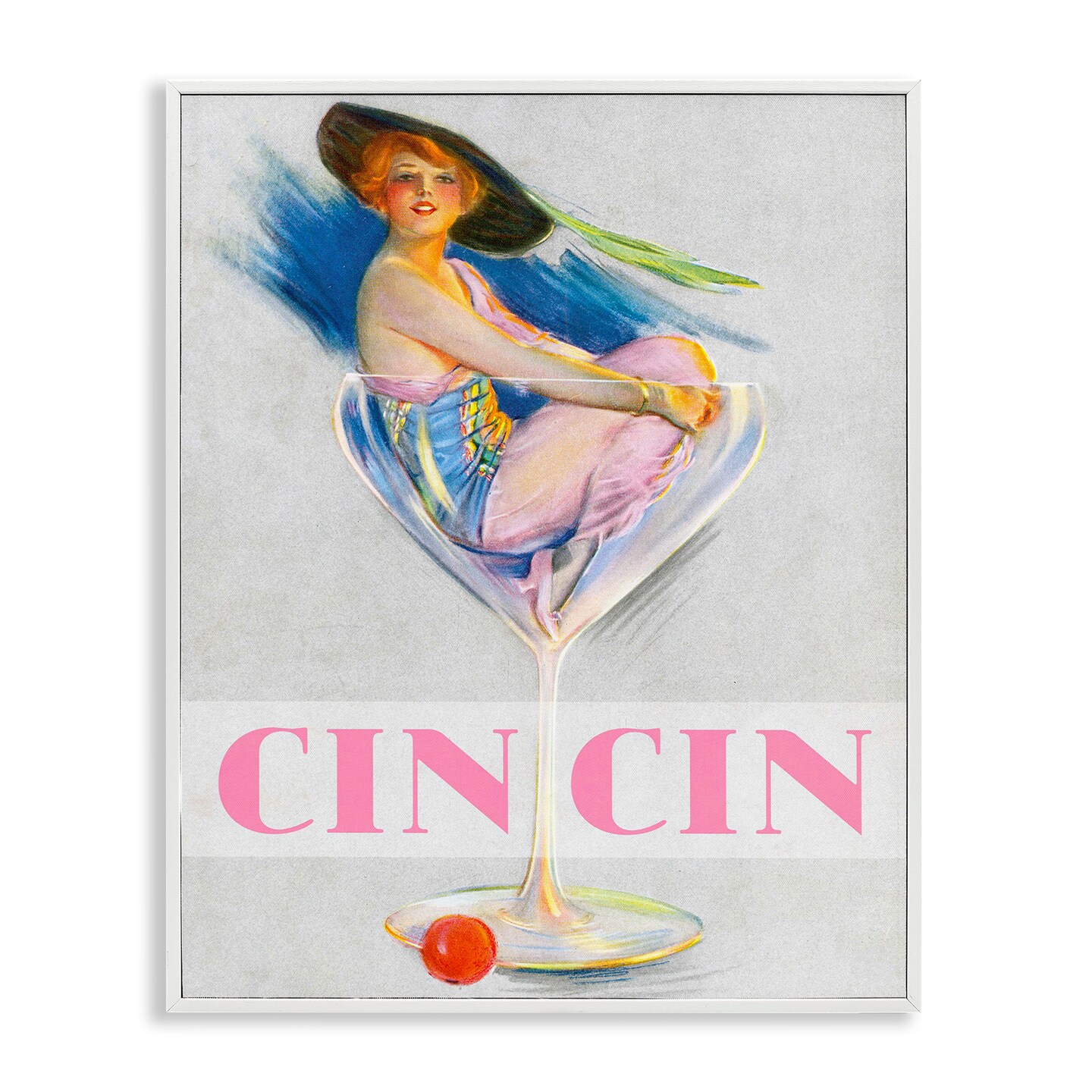 Stupell Industries Vintage Woman in Wine Glass Framed Giclee By Lil ...
