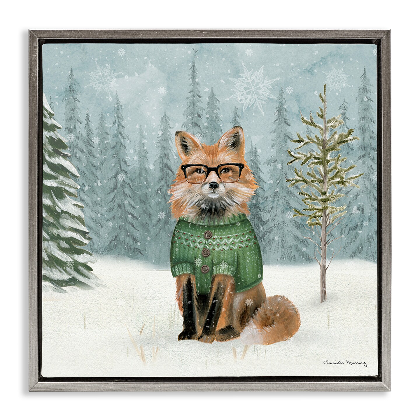 Stupell Industries Winter Woodland Fox Floating Frame By Danielle ...