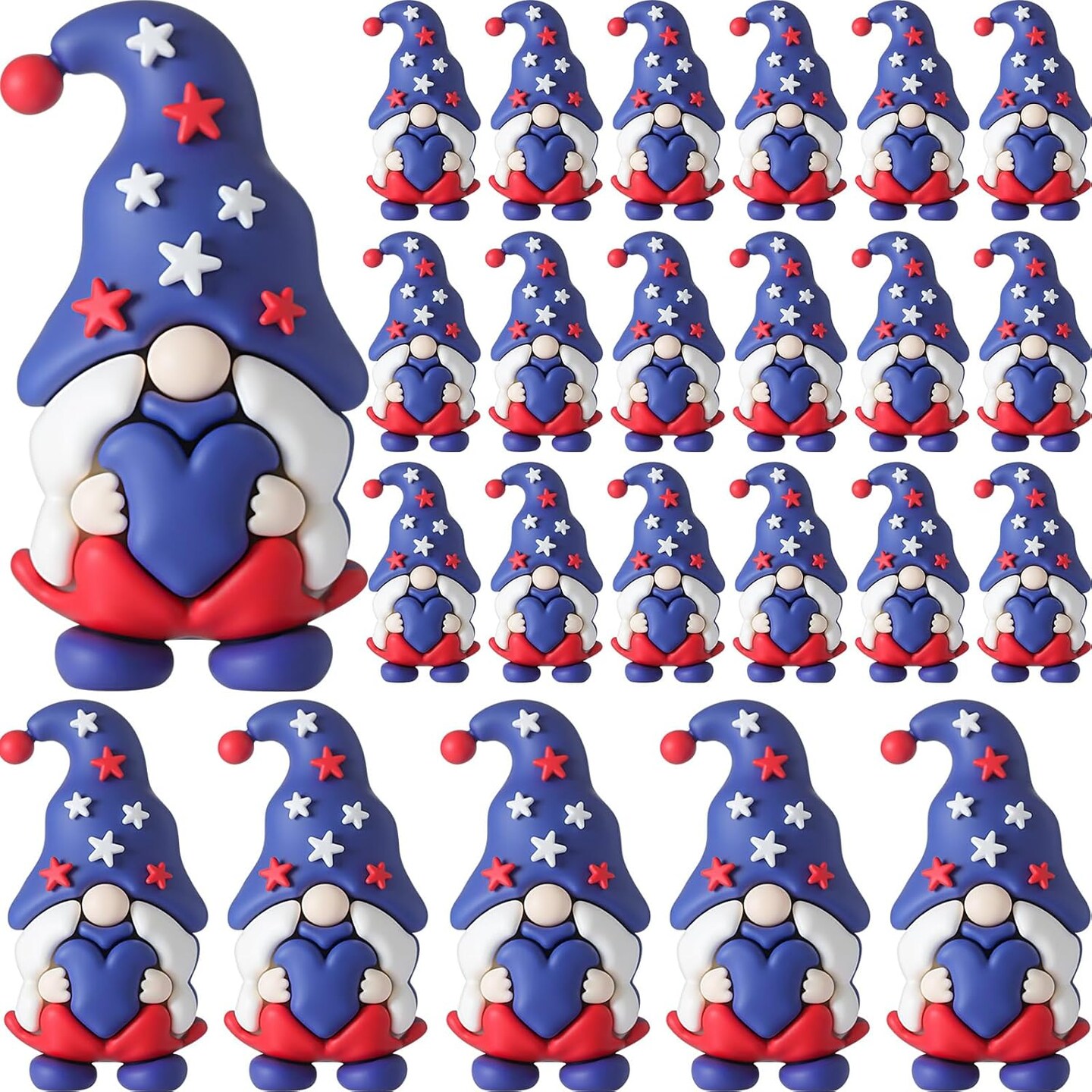 25 Pcs 4th of July Mini Gnome Decorations Patriotic Rubber Gnomes Red ...