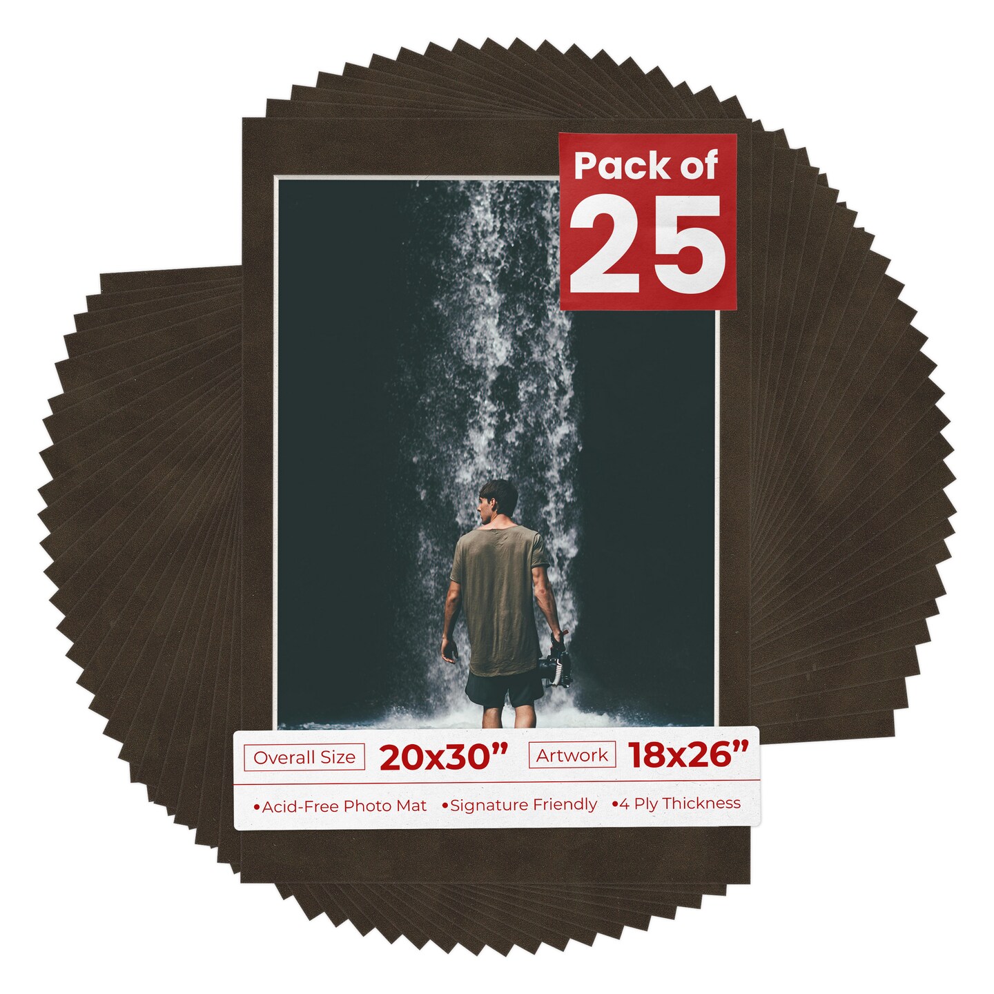 Brown Suede Mat Board for 20x30 Frames - Fits 18x26 Photos, Color ...