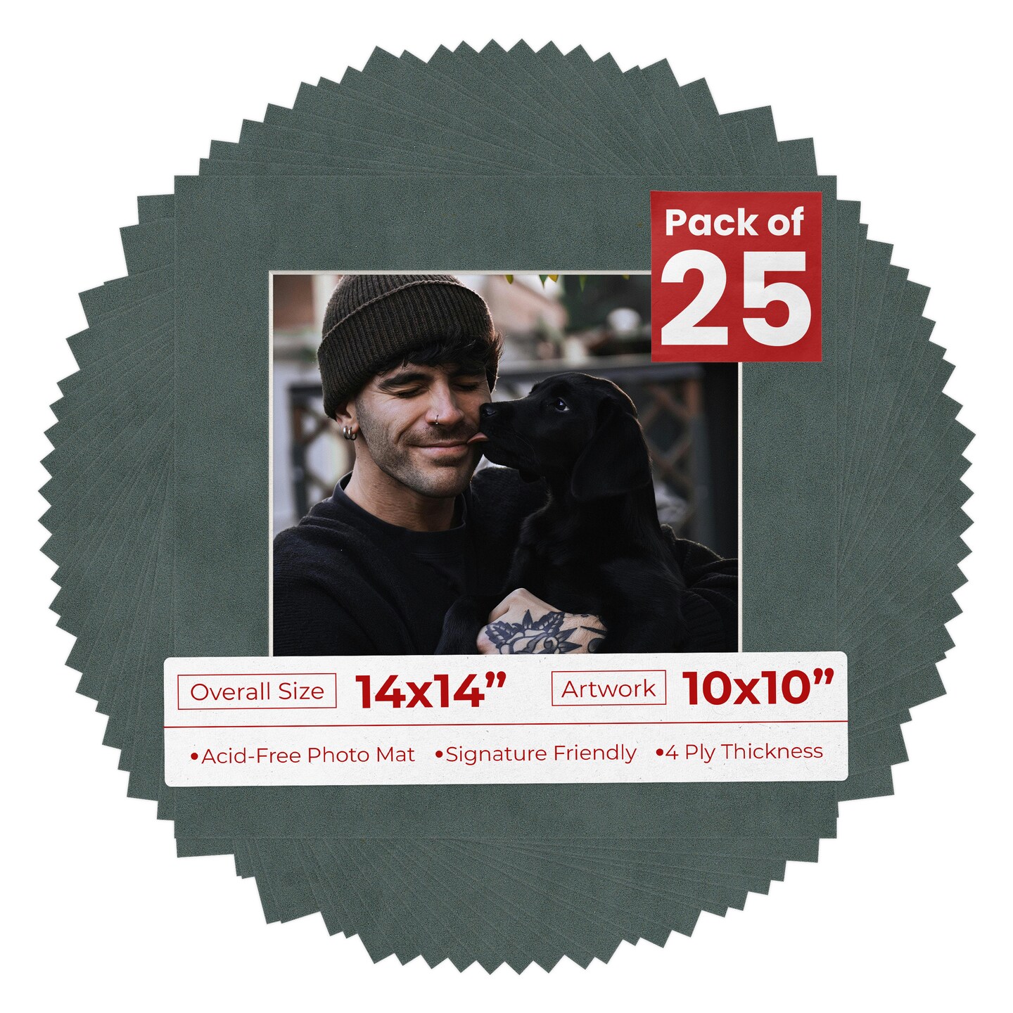 Dark Grey Suede Mat Board for 14x14 Frames - Fits 10x10 Photos, Color ...