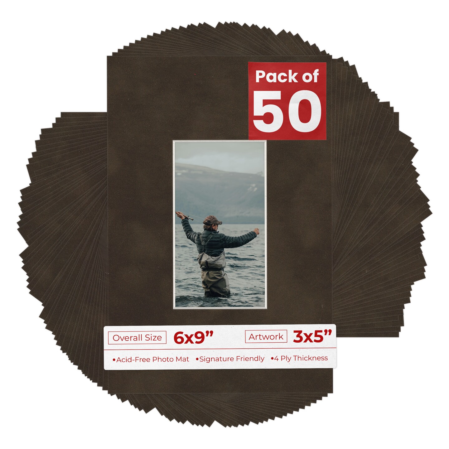 Brown Suede Mat Board for 6x9 Frames - Fits 3x5 Photos, Color: Brown ...