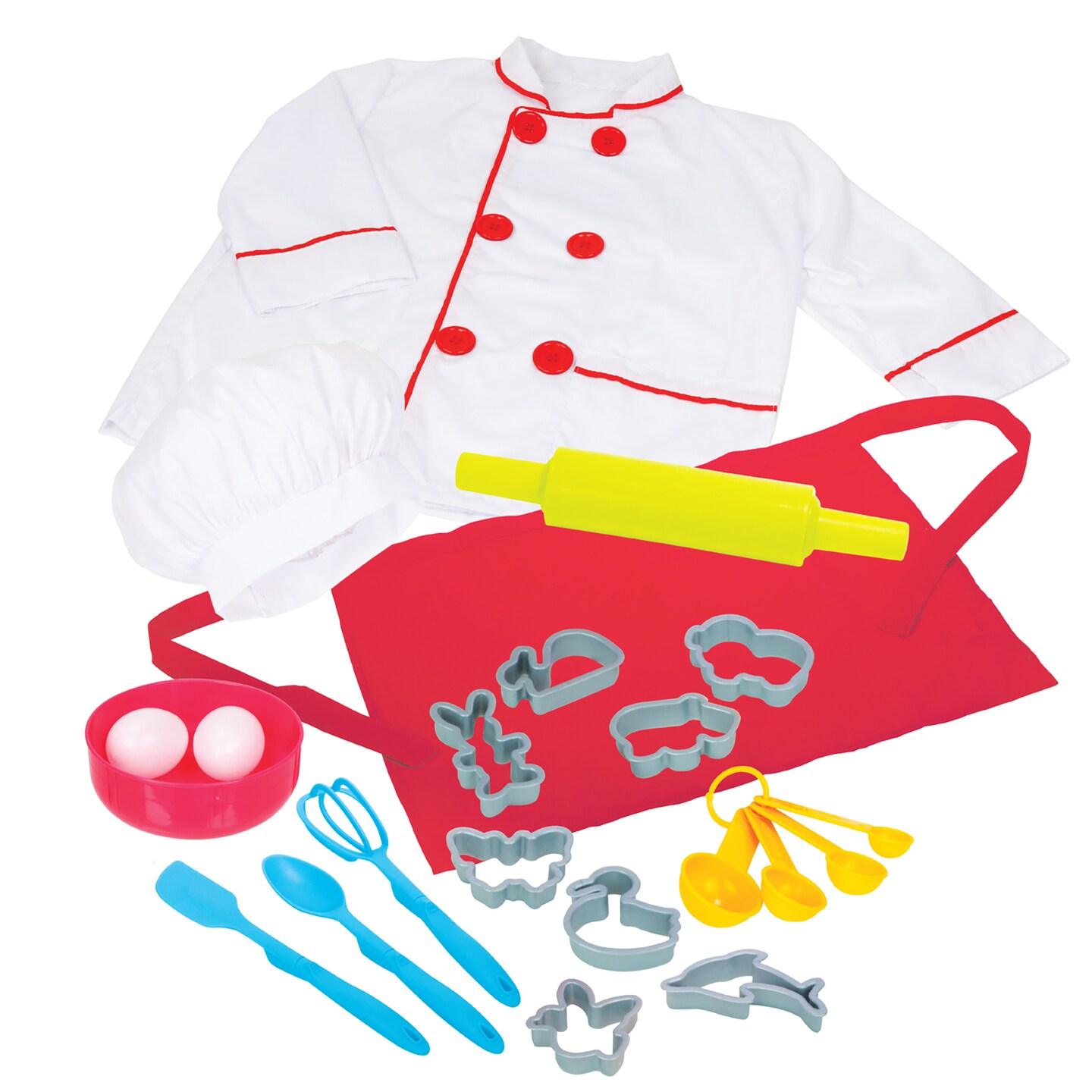 Playful Minds: Chef Roleplay Set - 21pc, Red & White Costume, Hat ...
