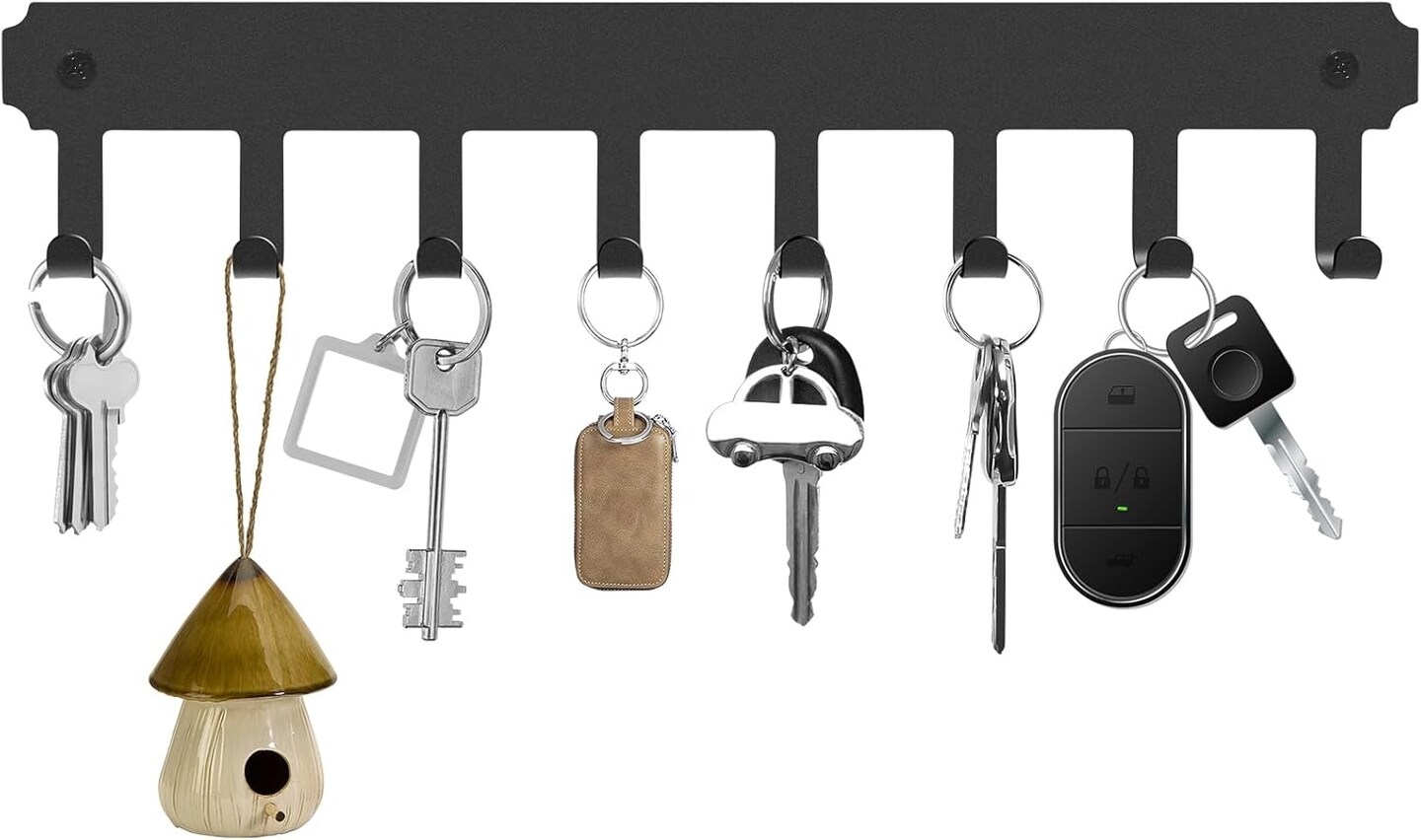 Key Holder for Wall, Key Hooks with 8 Hooks Wall Mounted Black Key ...