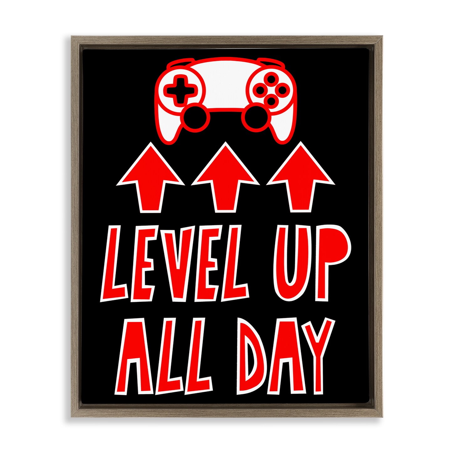 Stupell Industries Level Up All Day Gamer Floating Frame, design by ...