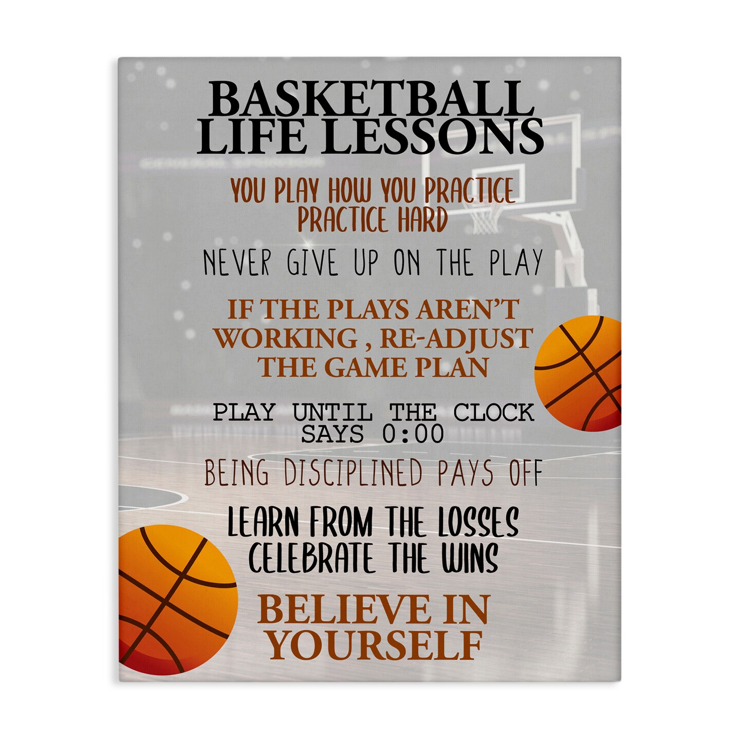 Stupell Industries Basketball Life Lessons Canvas, design by Kim Allen ...