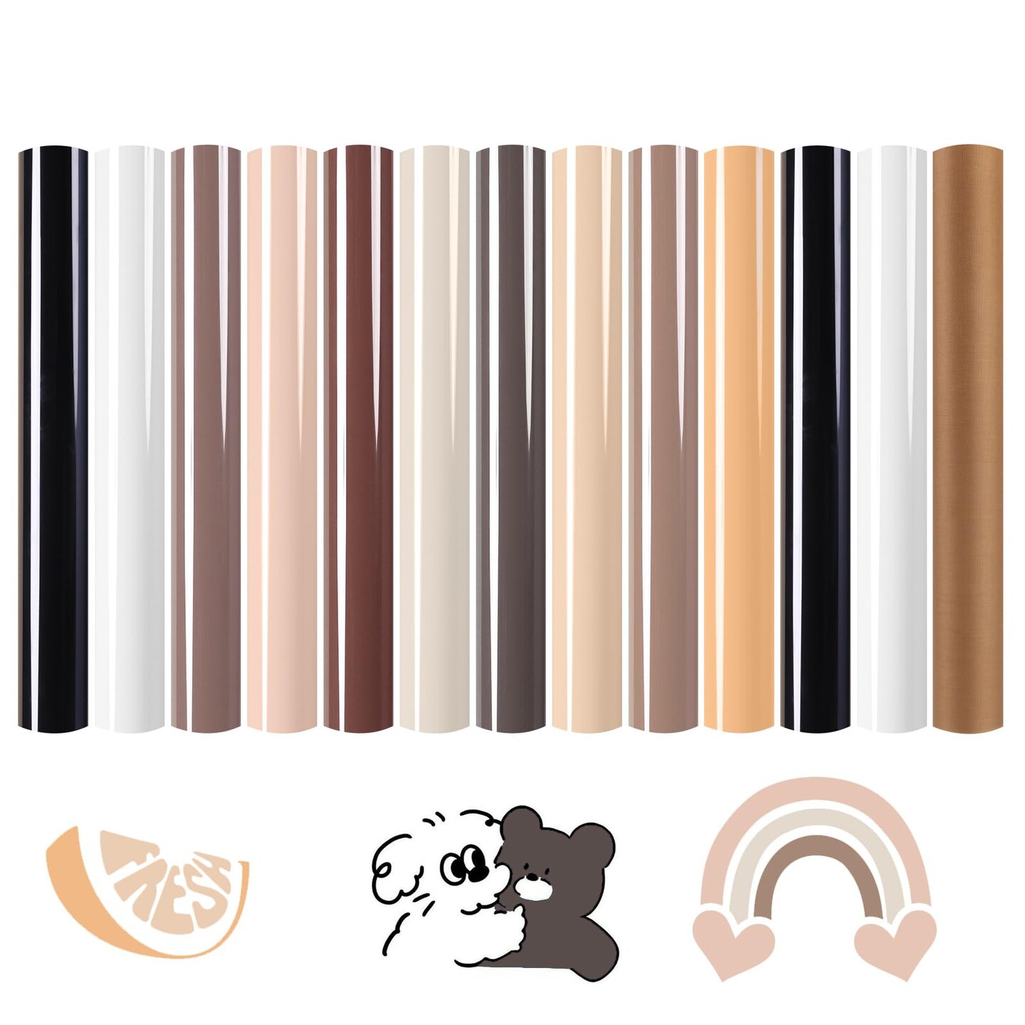 Skin Tone HTV Vinyl Heat Transfer Vinyl Bundle-13 Pack Brown HTV Sheets ...