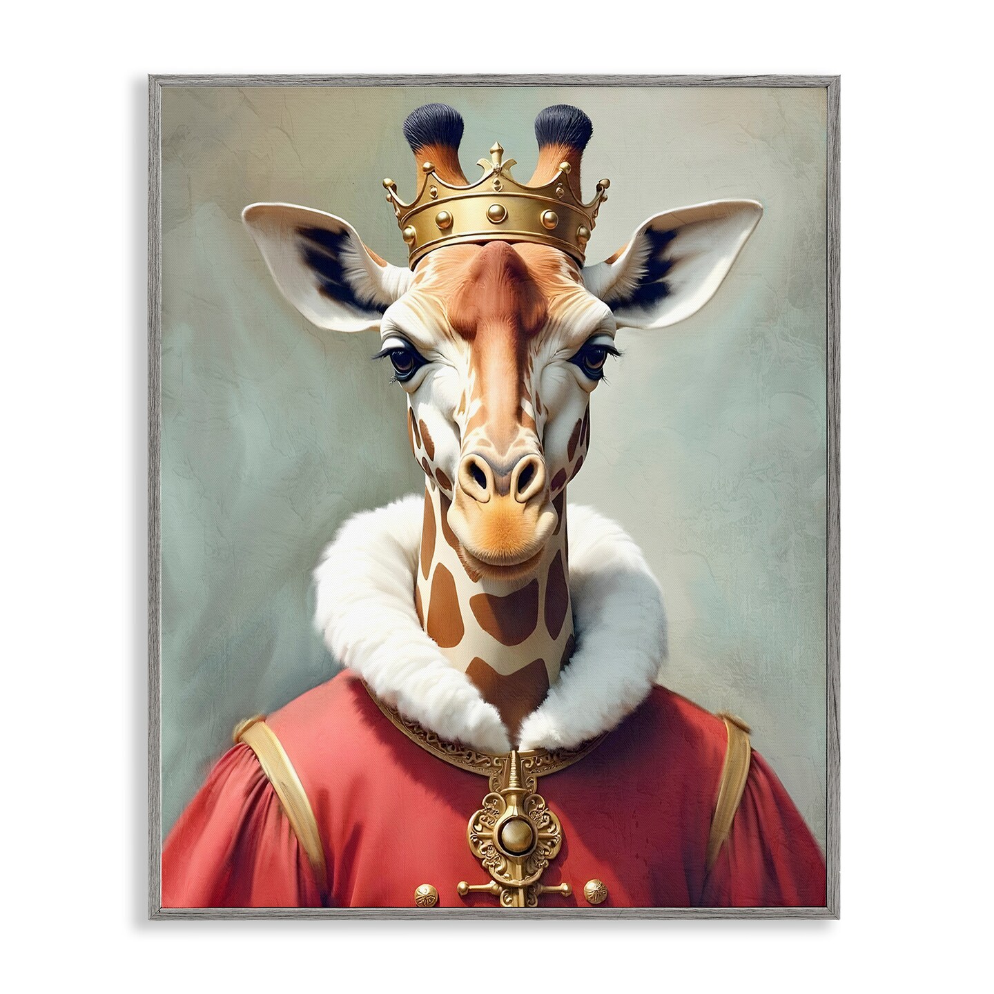 Stupell Industries Giraffe King Regal Portrait Framed Giclee By Kim ...