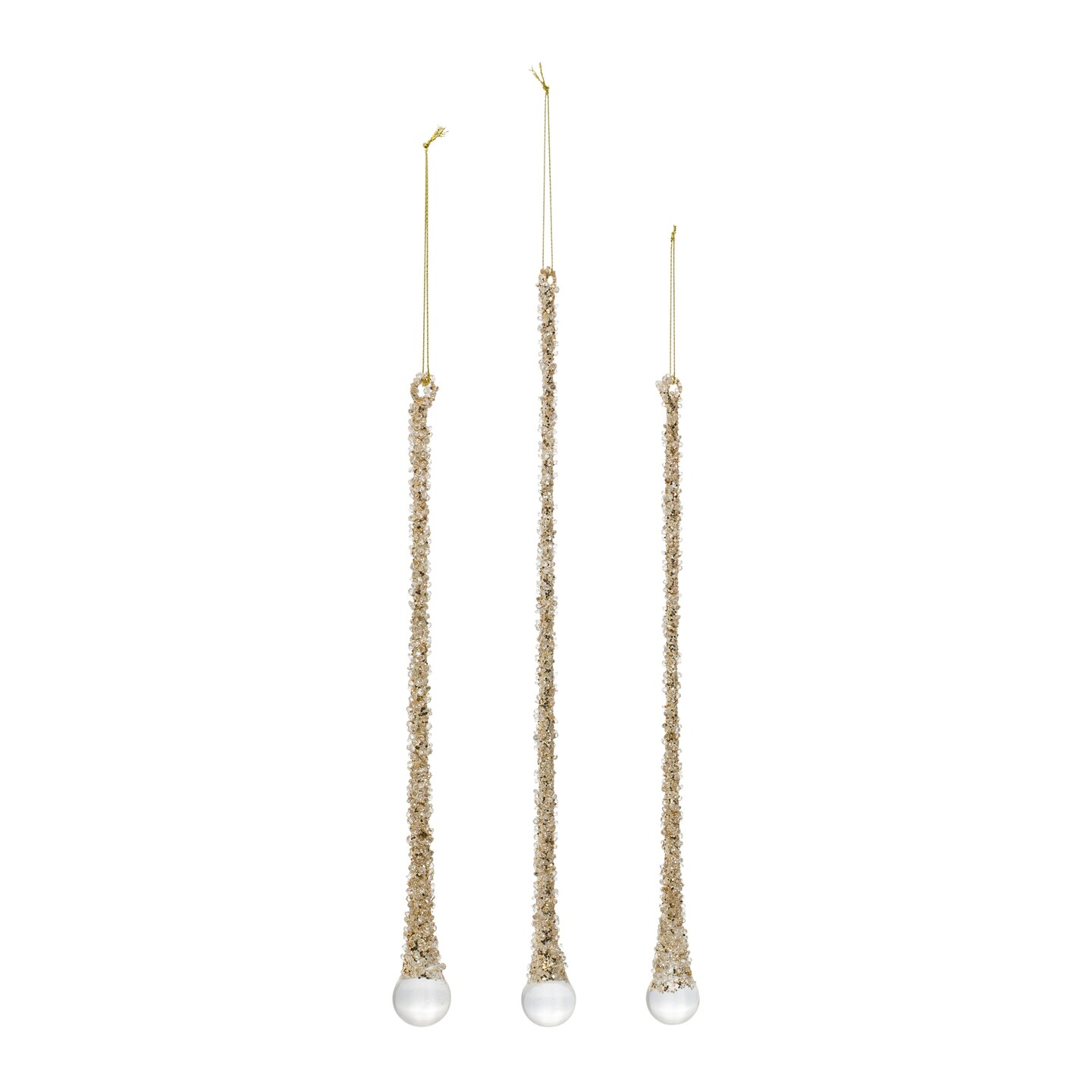 Melrose Set of 3 Gold Icicle Drop Glass Christmas Ornaments 14" | Michaels