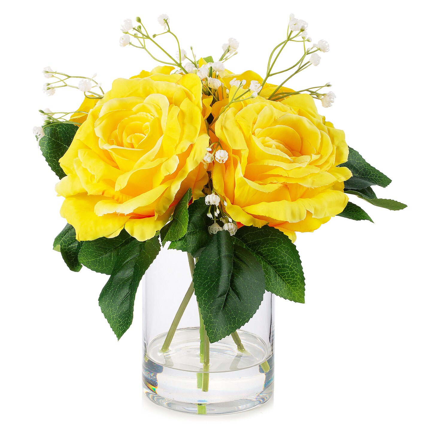 Large Silk Rose Artificial Flowers in Vase, Fuchsia Fake Rose Fake ...