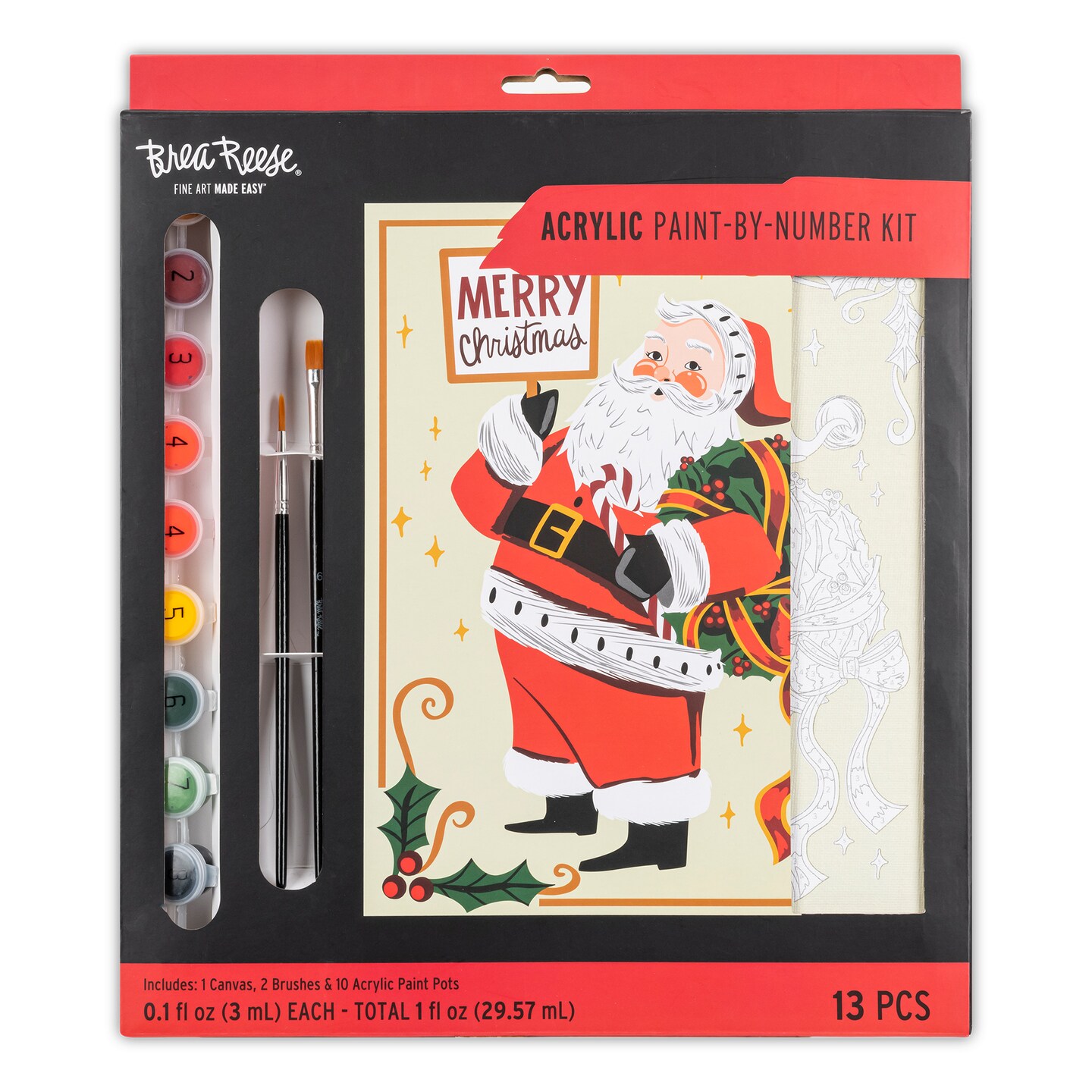 Brea Reese: Acrylic Paint-By-Number Kit - Santa - Easy Guided Canvas ...