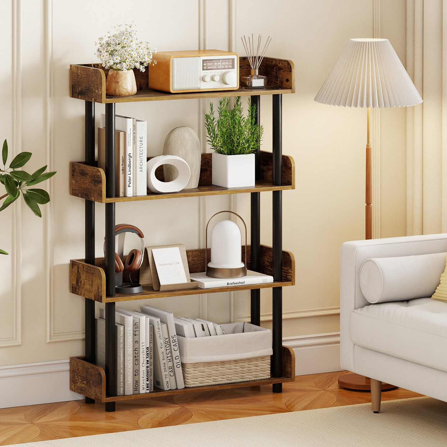 4-Tier Open Bookcase with Industrial Design and Anti-Tipping Kit | Michaels