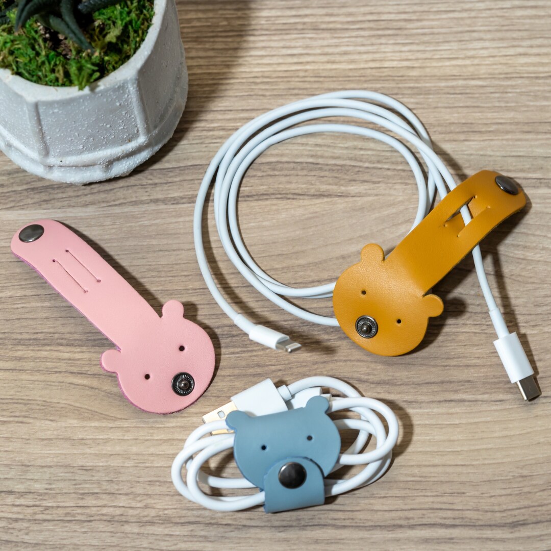 Bear Hug Leather Cord Wrap, Leather Cord organizer, Leather Cord Tie ...