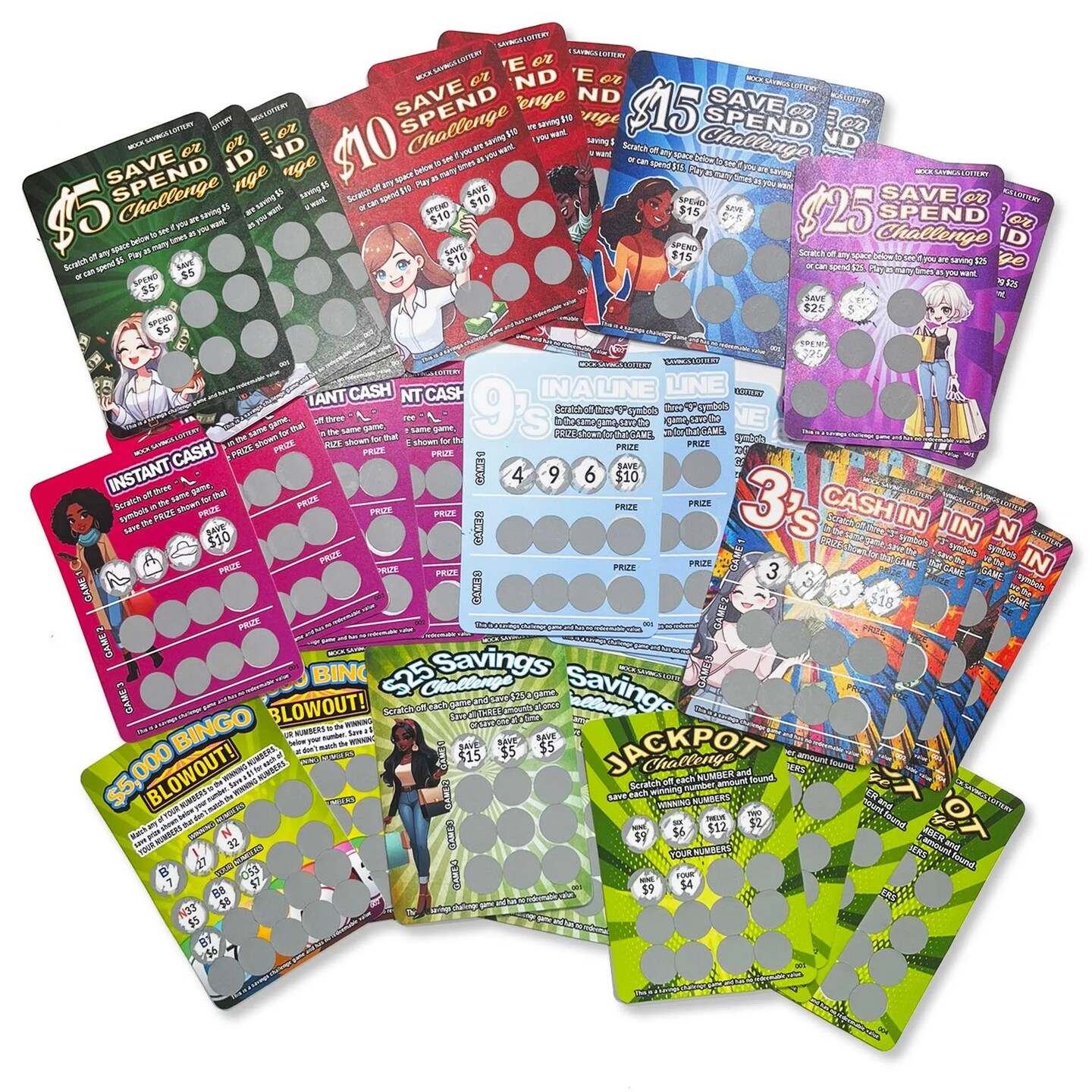 32 - Scratch-Off Savings Challenge Cards SET 01 | 2.5 x 3.5 inch ...